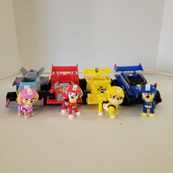 Toys | 4 Pow Patrol Dogs Ready Race Go Deluxe Cars Skye Marshall Chase ...
